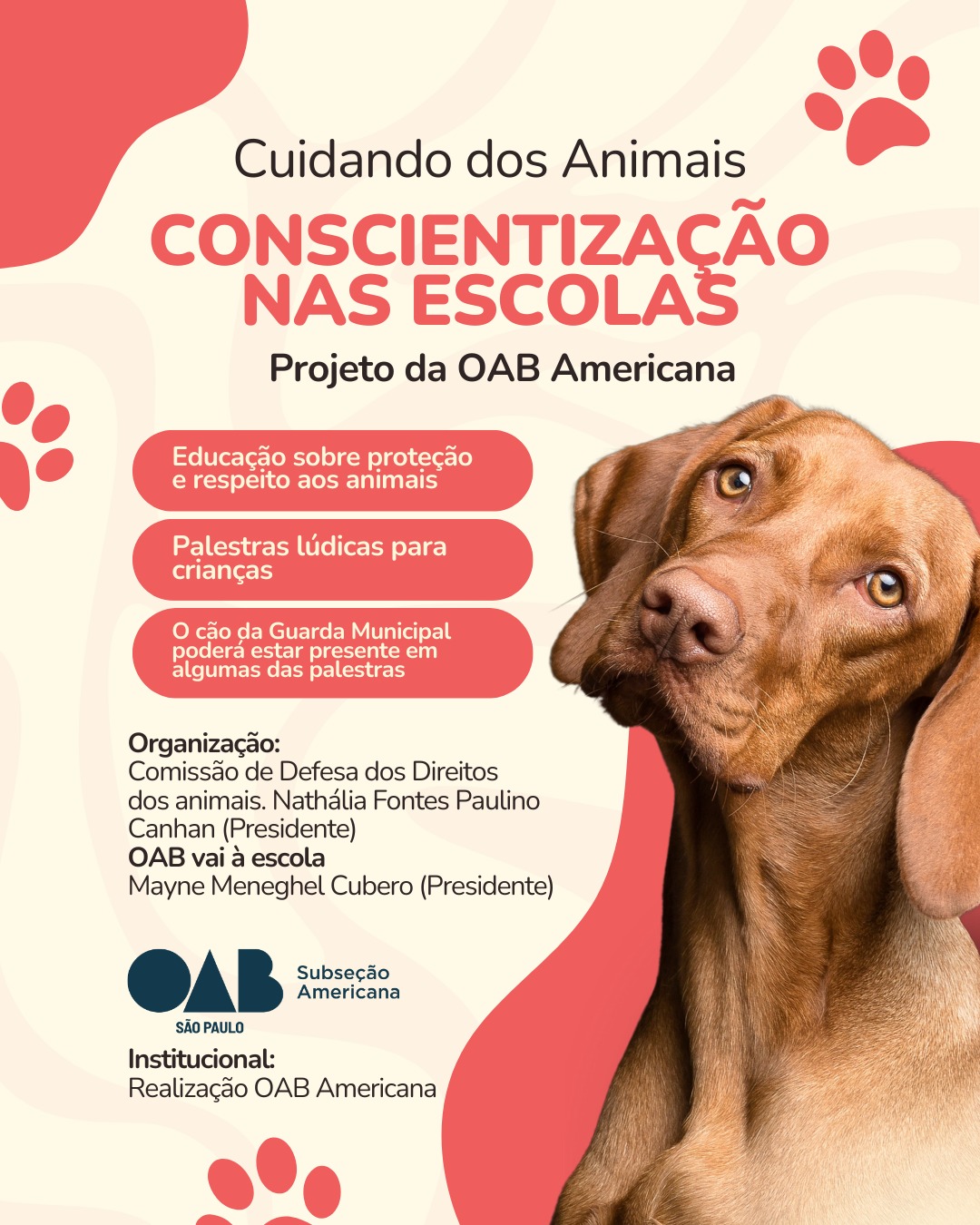 Cuidando dos Animais – Conscientização nas Escolas – OAB Americana